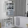 Adjustable Height Bamboo Towel Rack Over Toilet Bathroom Storage Shelf ...
