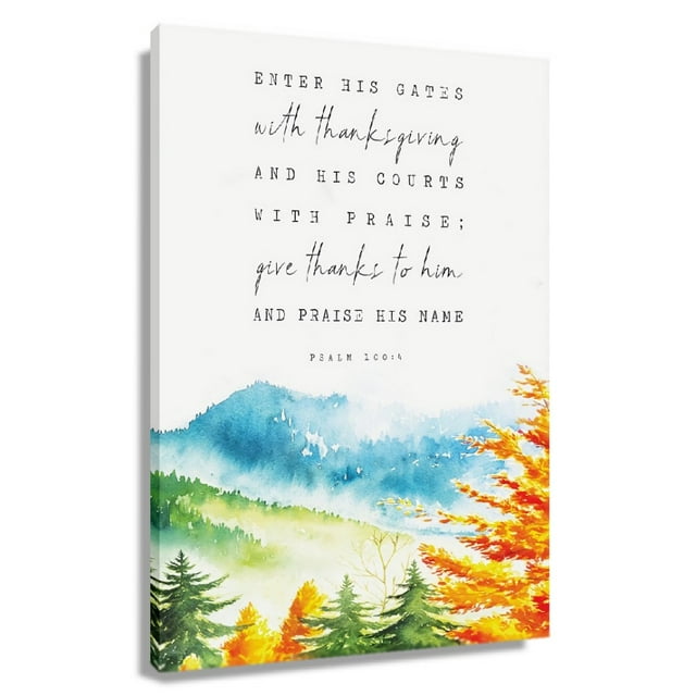 Bible Verse Wall Art Nature Landscape Posters Psalm 100 4 Decorations ...