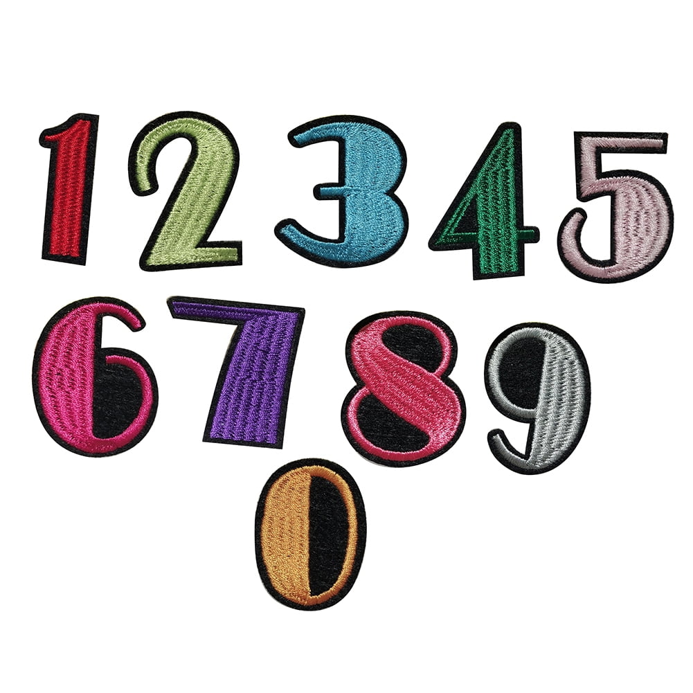 0-9 Numbers Embroidery Patch Iron-On Sewing Applique Badge Clothes ...