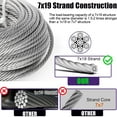 3/8" Stainless Steel Cable, 50FT Wire Rope, 7X 19 Strands Zip Line ...