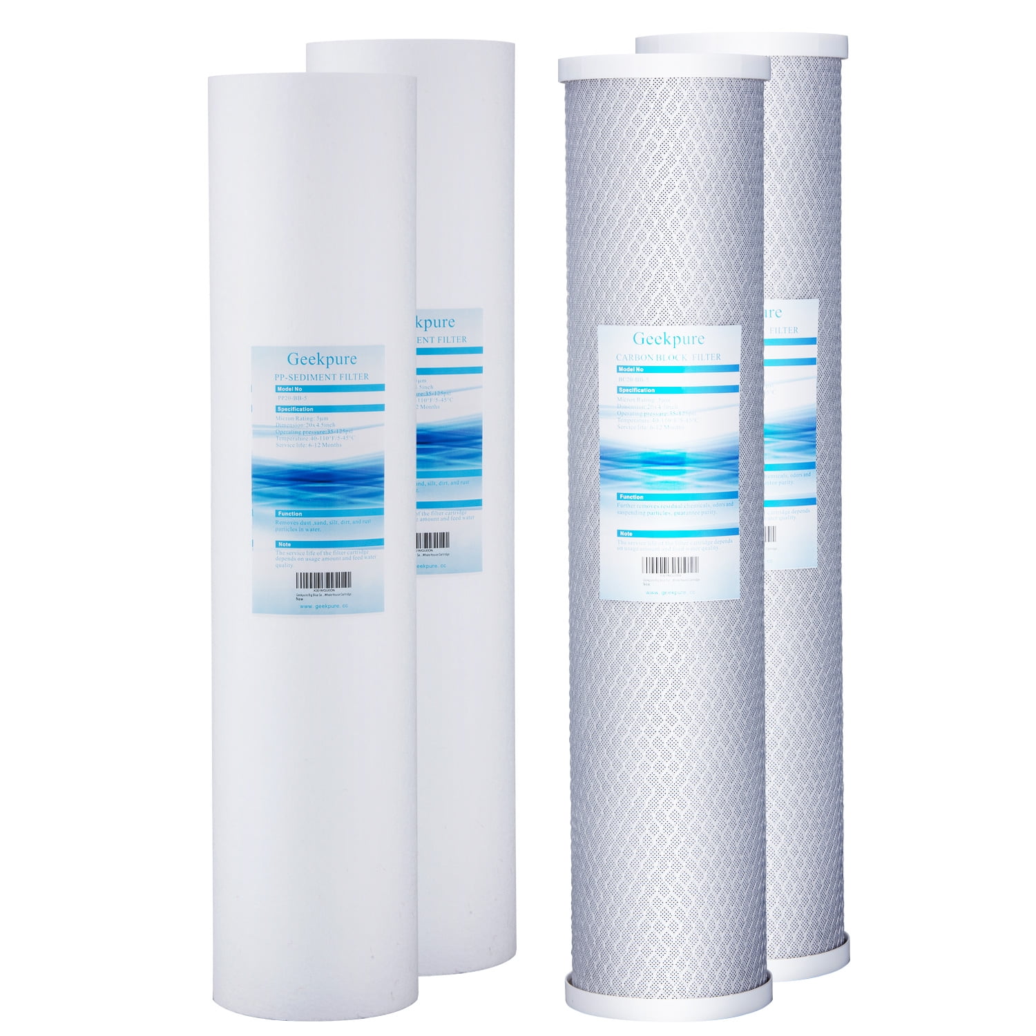 Geekpure 20-Inch Whole House Replacement Water Filter Cartridges PP ...