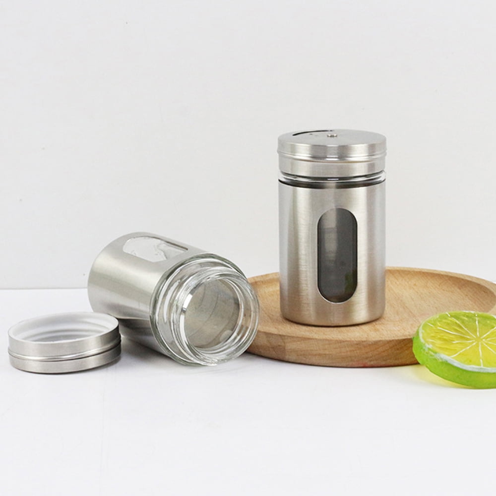 Rotating Lids Design Spice Dispenser, 2.7 oz Stainless Steel Spice ...