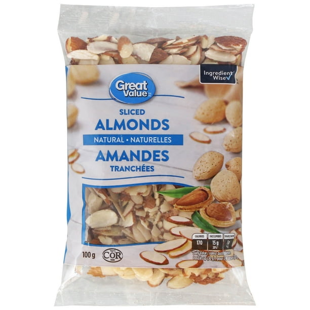 Great Value Natural Sliced Almonds, 100 g - Walmart.ca