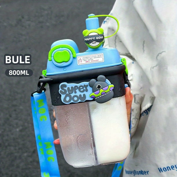 800ml Cute & Leakproof Water Bottle With Adjustable Strap & Cartoon ...