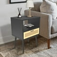 Sesslife Night Stand Set of 2, Solid Wood Legs Furniture Bedside Table ...