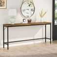 71-Inch Industrial-Chic Console Table, Rustic Wood Finish, Sturdy Metal ...
