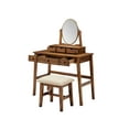Linon Gwen 2-Piece Vanity Set, Includes Vanity and Bench, Walnut Finish ...