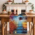 Fall Maple Leaves Table Runner 70 Inches Long,Modern Oil Painting ...