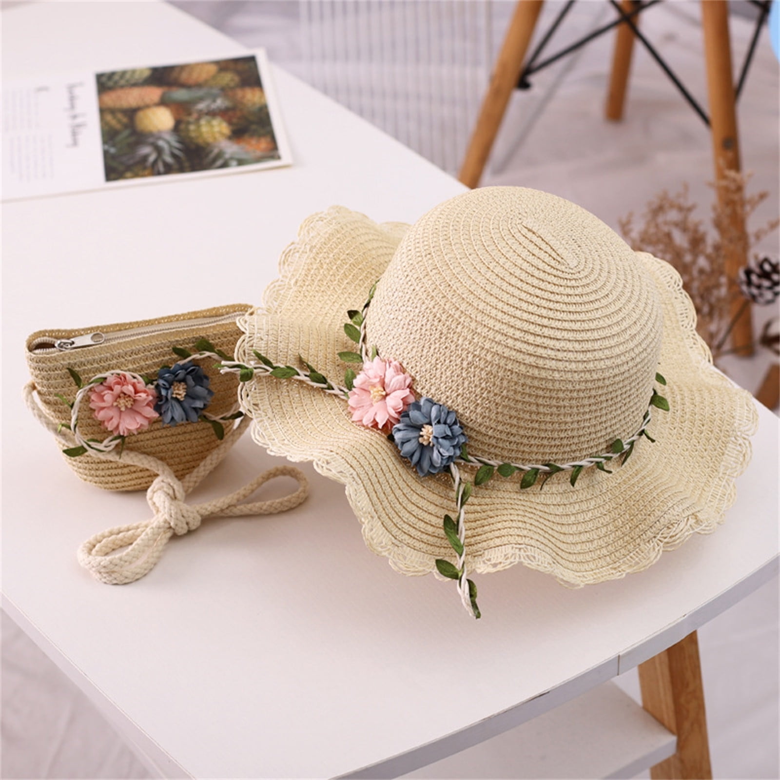 Click here for Zhangmingg Kids Hats & Caps Sun Straw Beach Hat Fo... prices