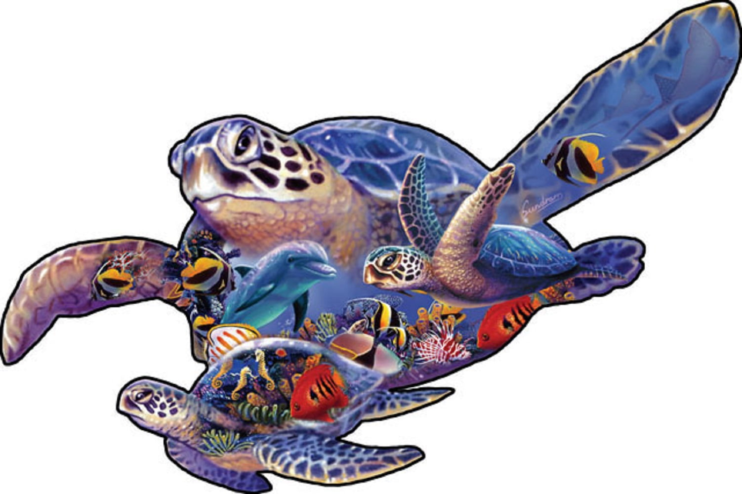 SUNSOUT INC - Swimming Lesson Sea Turtle - 1000 pc Special Shape Jigsaw ...
