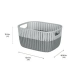 Simplify 2-Tone Decorative Plastic Medium Storage Basket in Greys ...