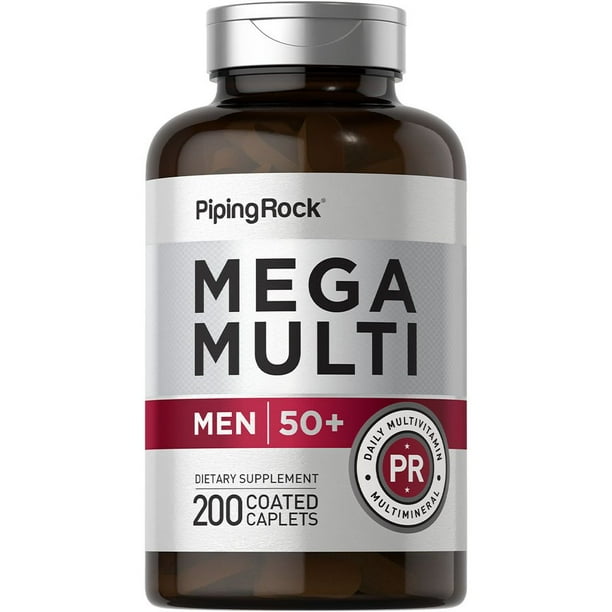 Mega Multi for Men 50 Plus | 200 Coated Caplets | Non-GMO, Gluten Free ...