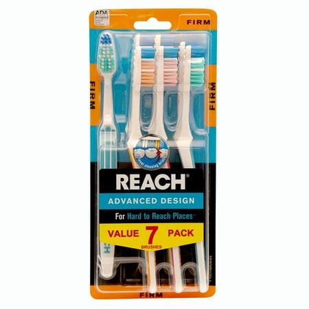 REACH Advanced Design Adult Toothbrush, Firm, 7 Count - Walmart.com ...