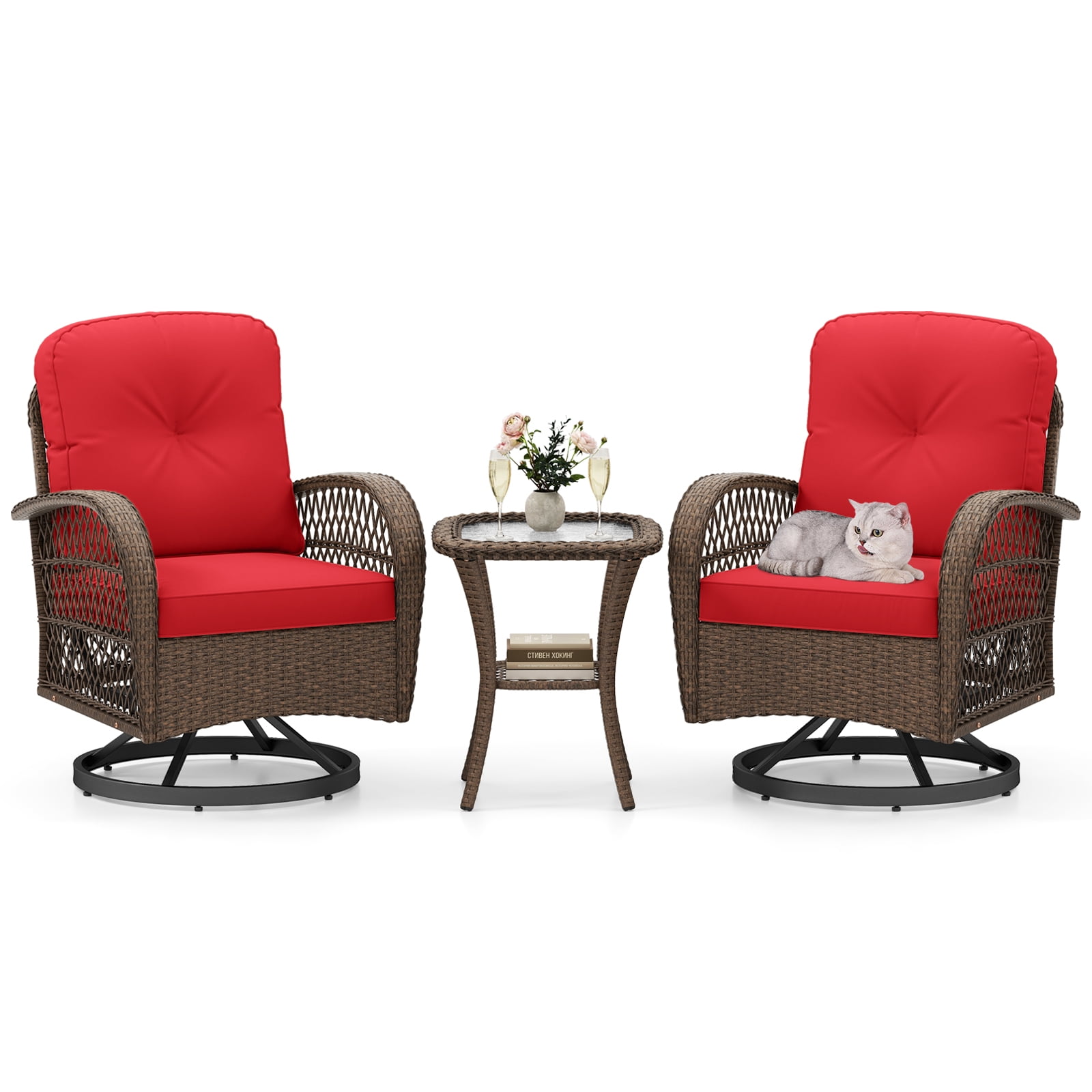 Click here for Gymax 3pcs Patio Swivel Rocker Set Gliding Bistro... prices