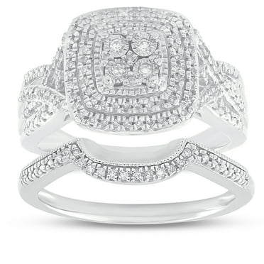 Forever Bride 10K Rose (Pink) Gold 1/2 CTTW Diamond Cushion Bridal Ring ...