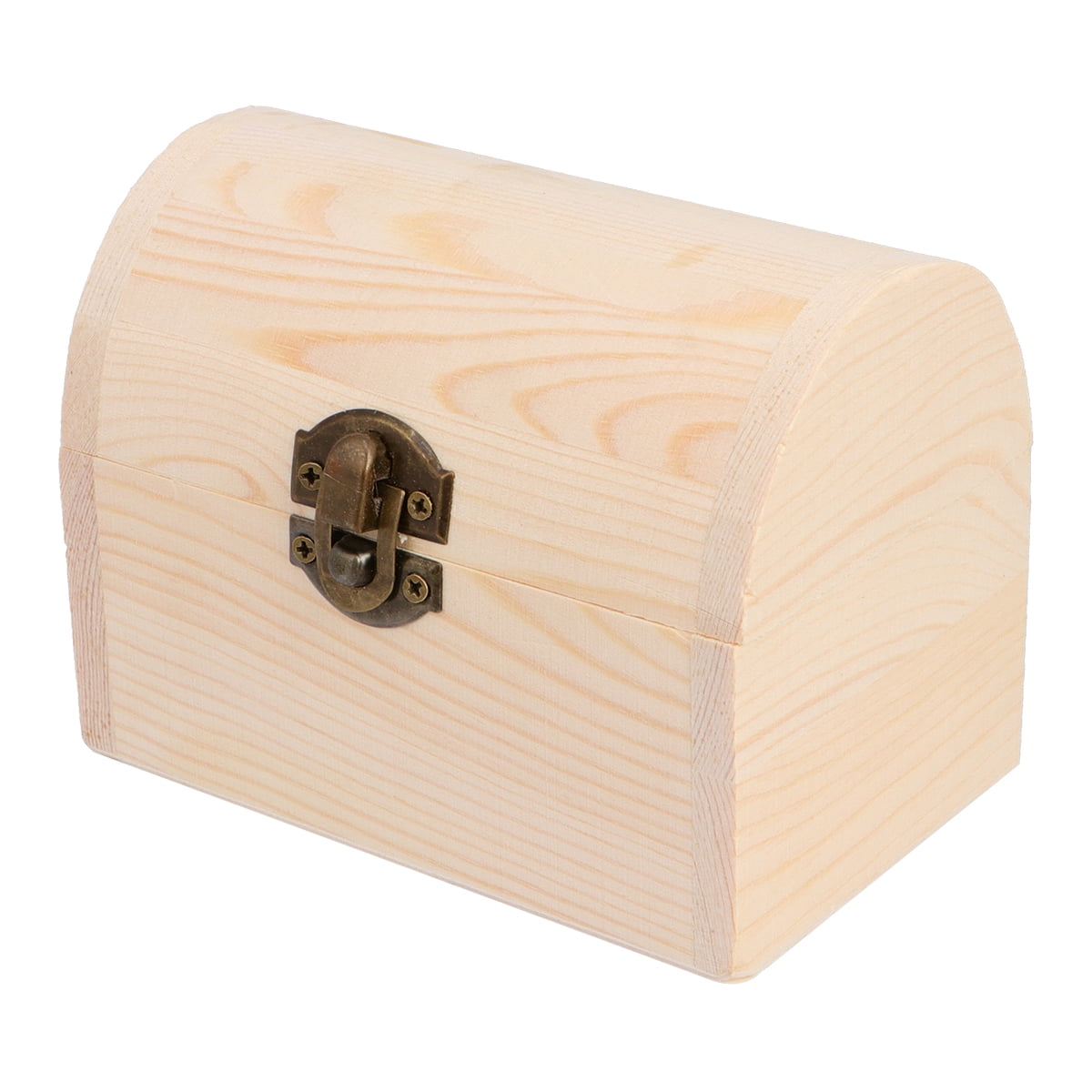 Box Wood Jewelry Unfinished Wooden Gift Treasure Chest Container ...