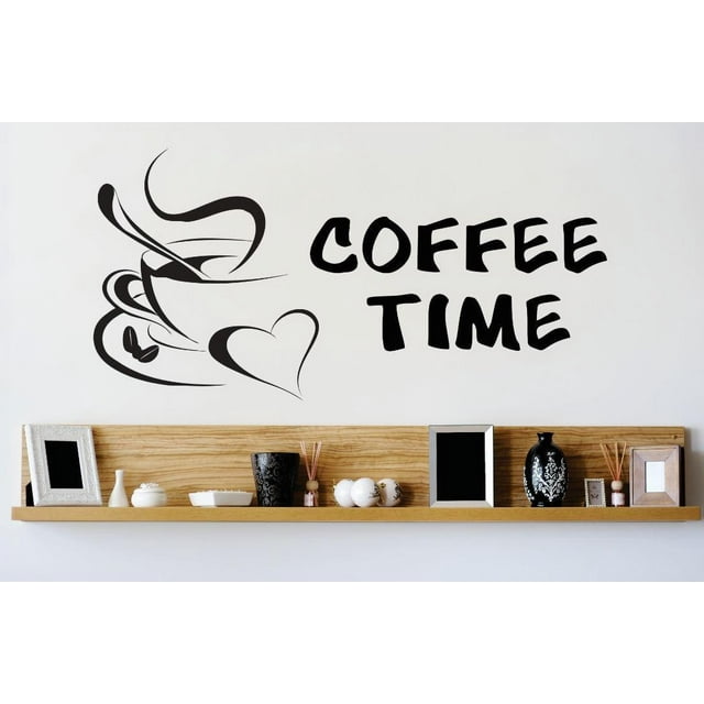 Design With Vinyl Coffee Time Artwork Cup Of Joe Latte Coffee Wall ...
