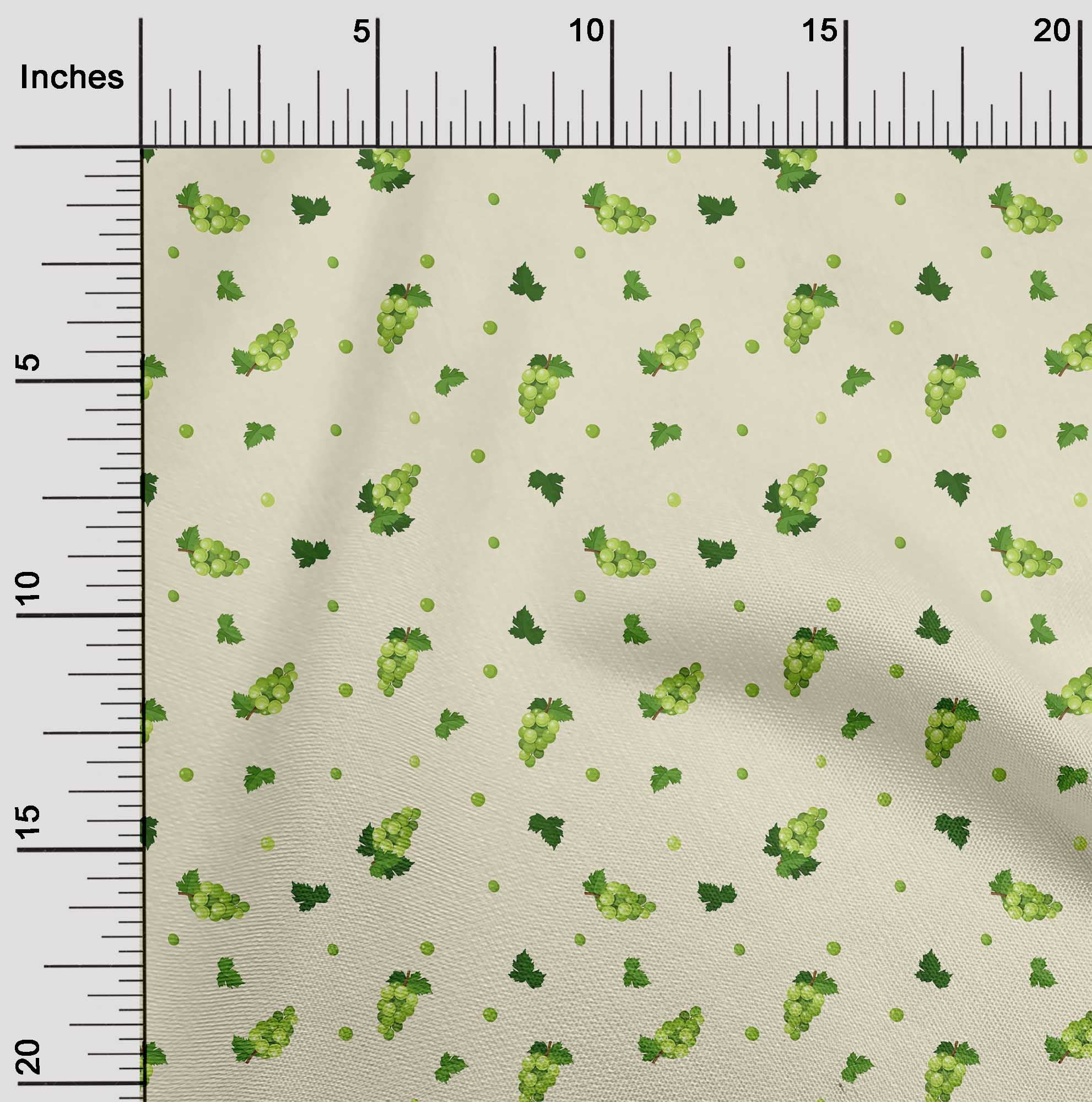 oneOone Cotton Silk Fabric Leaves & Grapes Fruits Printed Fabric 1 Yard ...