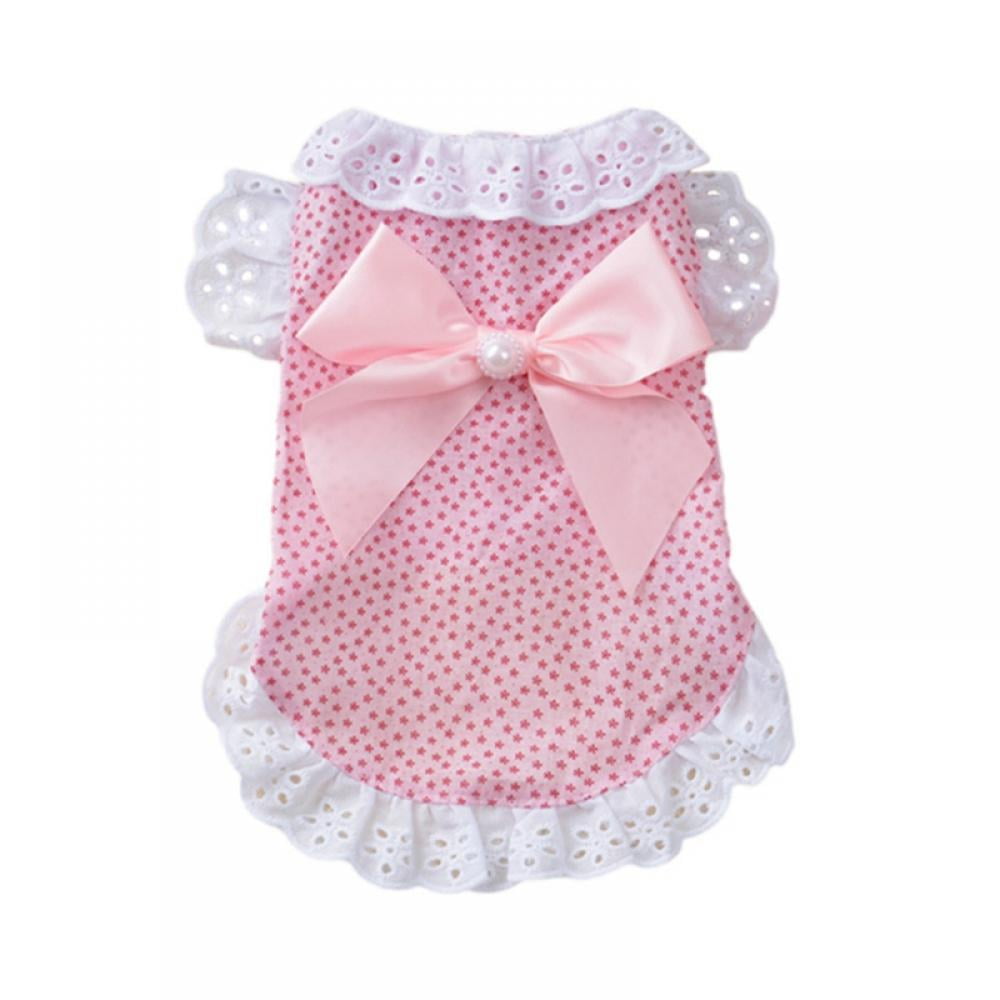 Cotton Lace Floral Bow Pet Dog Dress For Small Dogs Summer Chihuahua ...