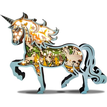 3D Wooden Animals Carving LED Night Light, Dragonfly Lotus Decor, Wood ...