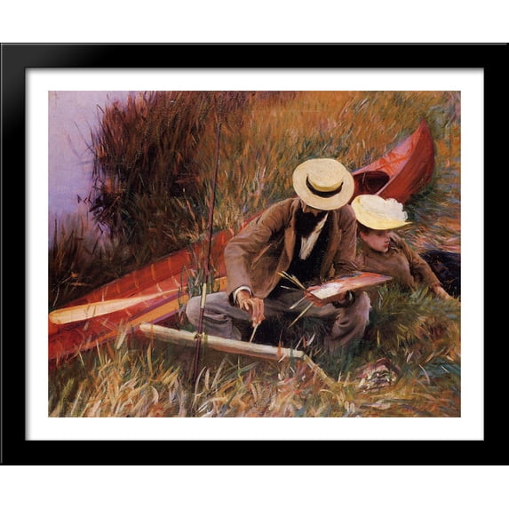 Paul Helleu Sketching with His Wife 34x28 Large Black Wood Framed Print ...