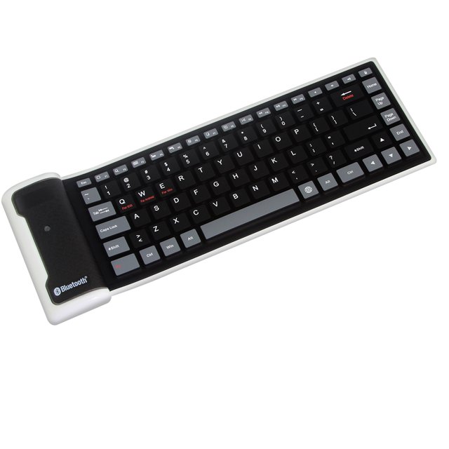 Yocunker Bluetooth Wireless Keyboard Waterproof Foldable Silicone Soft Keypadblack