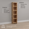 Prepac Moda 80" Tall 5-Tier Narrow Bookcase in Natural Oak, Modern ...