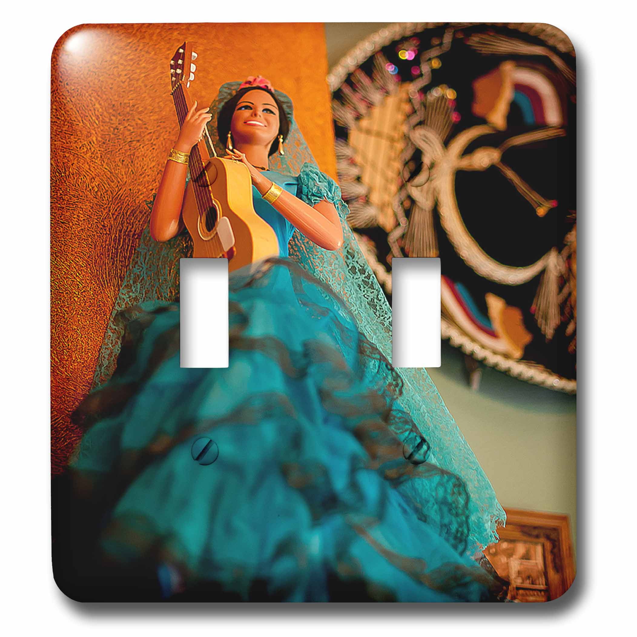 A Spanish Dancer Doll in a Turquoise and Black Ruffled Dress Playing an ...