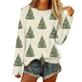 Christmas Tree Print Hollow Out Long Sleeve Knitted Shirts Xmas ...
