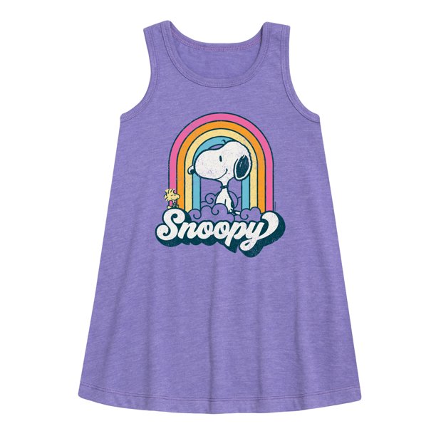 Peanuts - Snoopy Rainbow Clouds - Toddler and Youth Girls A-line Dress ...