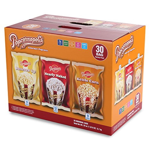 Popcornopolis Gourmet Popcorn Single Serving Variety Pack, 25 Ounce Box ...