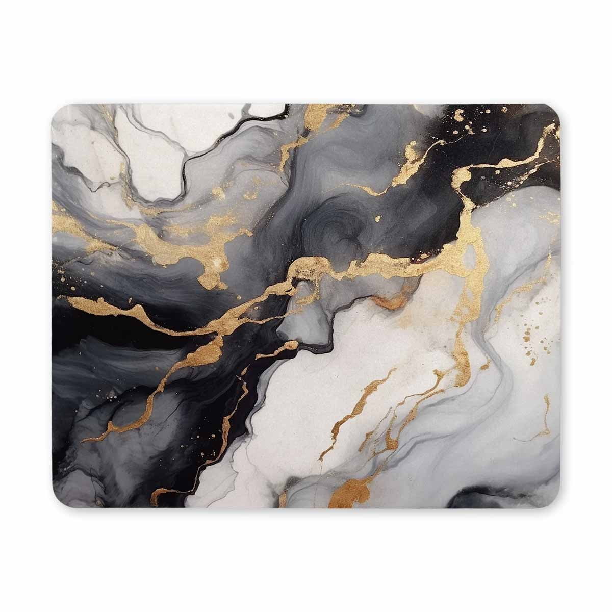 Marble Mouse Pad, Black White Gold Marble Mouse Pad, Square Computer ...