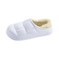 Fuzzy Lined Slippers for Women, Quilted Waterproof Upper Slip-On Shoes ...