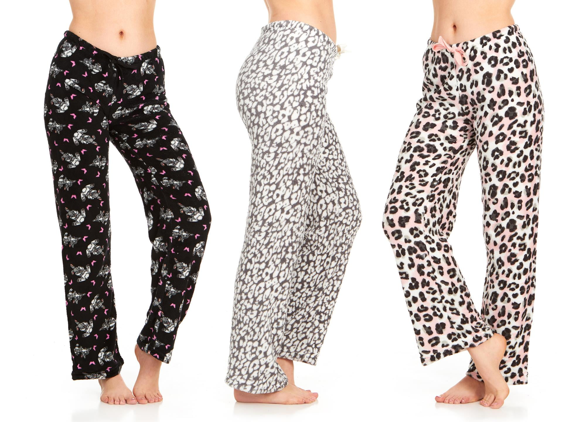 DARESAY Womens Super-Soft Plush Fleece Pajama Bottoms/Lounge Pants - 3-Pack - Walmart.com