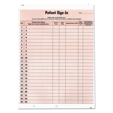 Tabbies Patient Sign-In Label Forms 8 1/2 x 11 5/8 125 Sheets/Pack ...