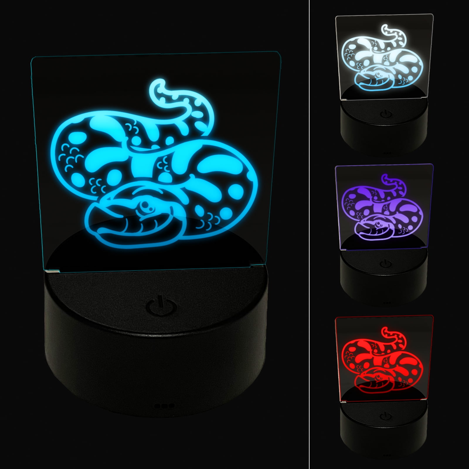 Cute Hognose Snake LED Night Light Sign 3D Illusion Desk Nightstand ...
