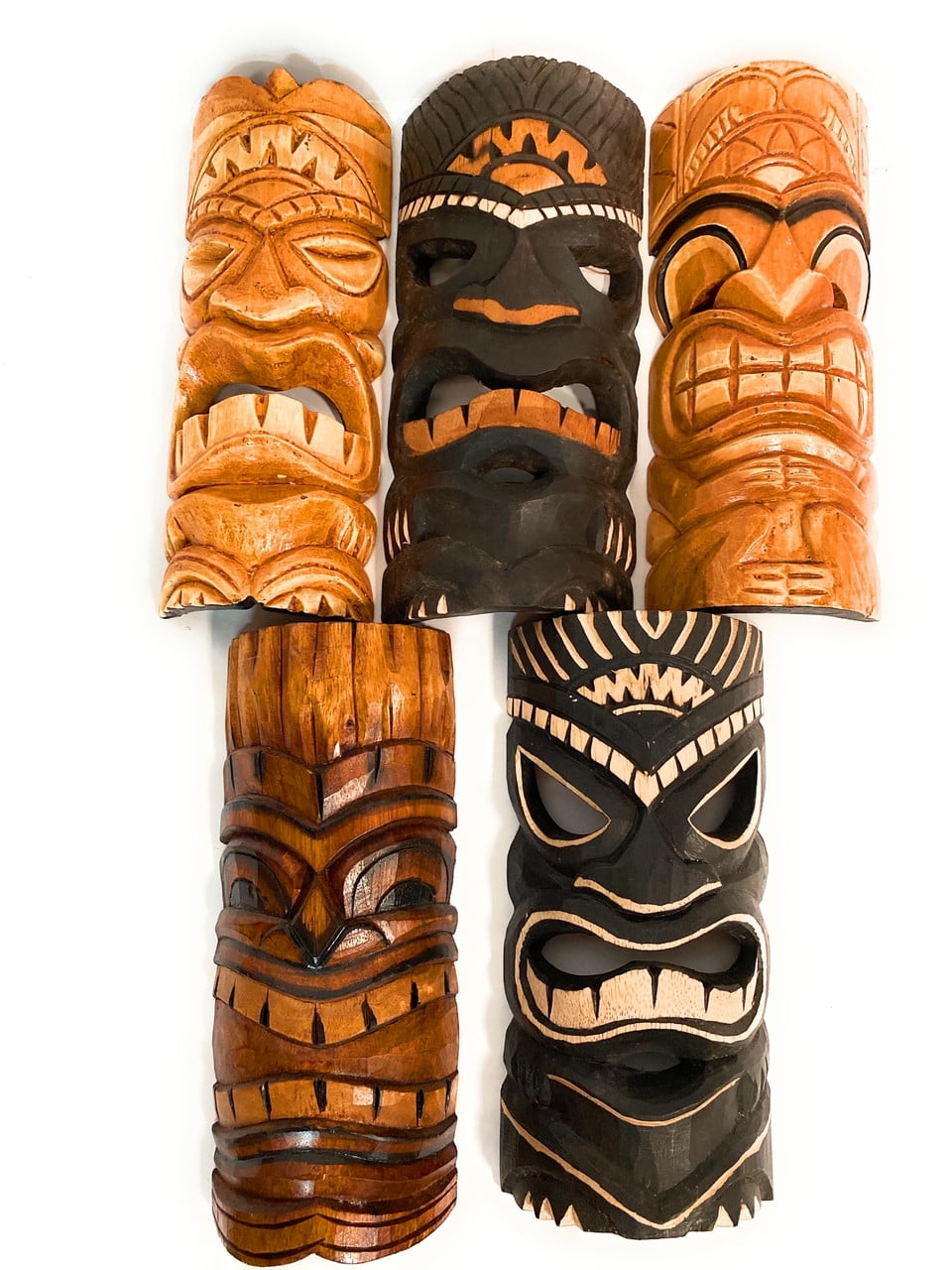 Set of 5 Tiki Masks 12" Hand Carved - Tiki Bar Island Decor | #dptpk10 ...