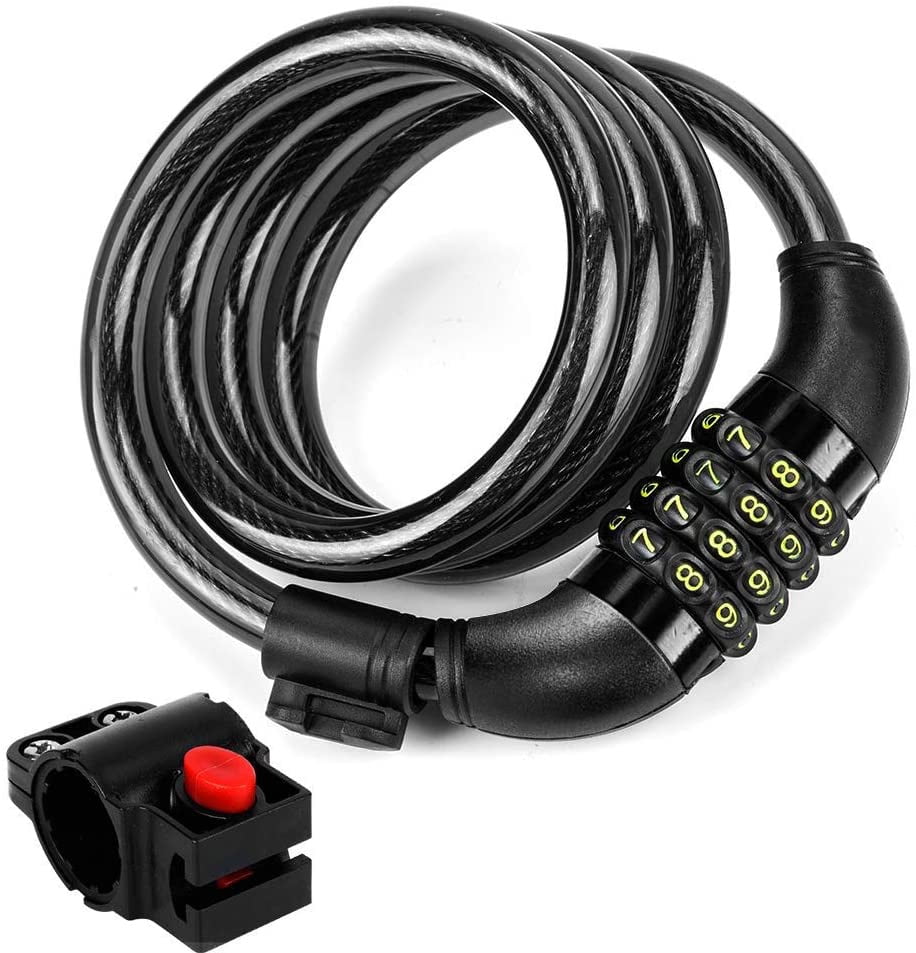Bike Lock Cable, Heavy Duty Resettable Combination Steel Keyless ...