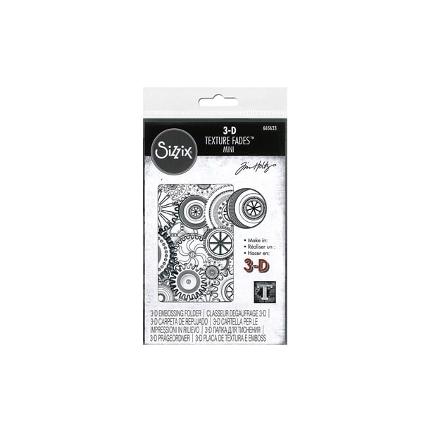 Sizzix Embossing Folders Tim Holtz 3-D Texture Fades Mini Mechanics ...