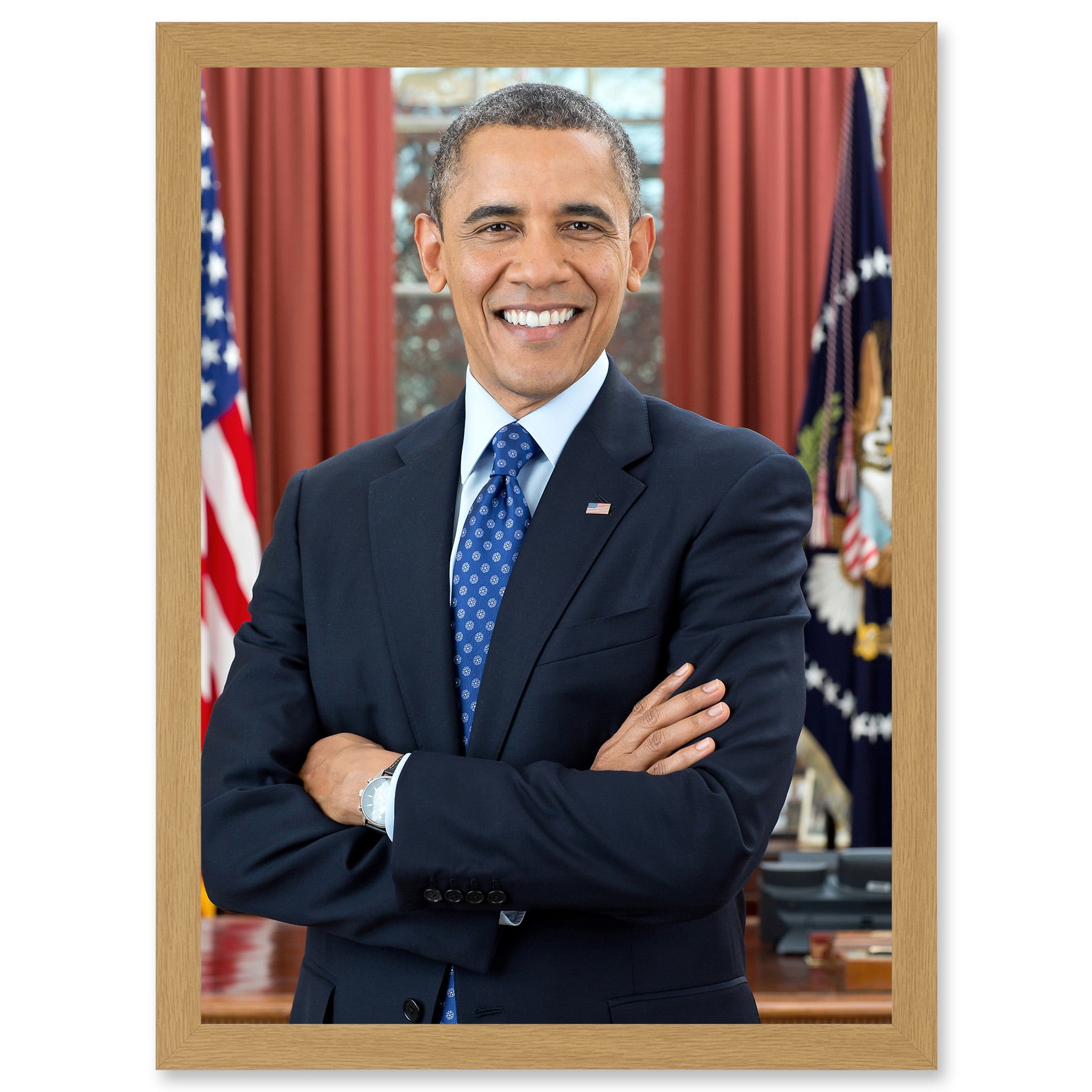 Us President Barack Obama Photo Souza Portrait A4 Artwork Framed Wall ...