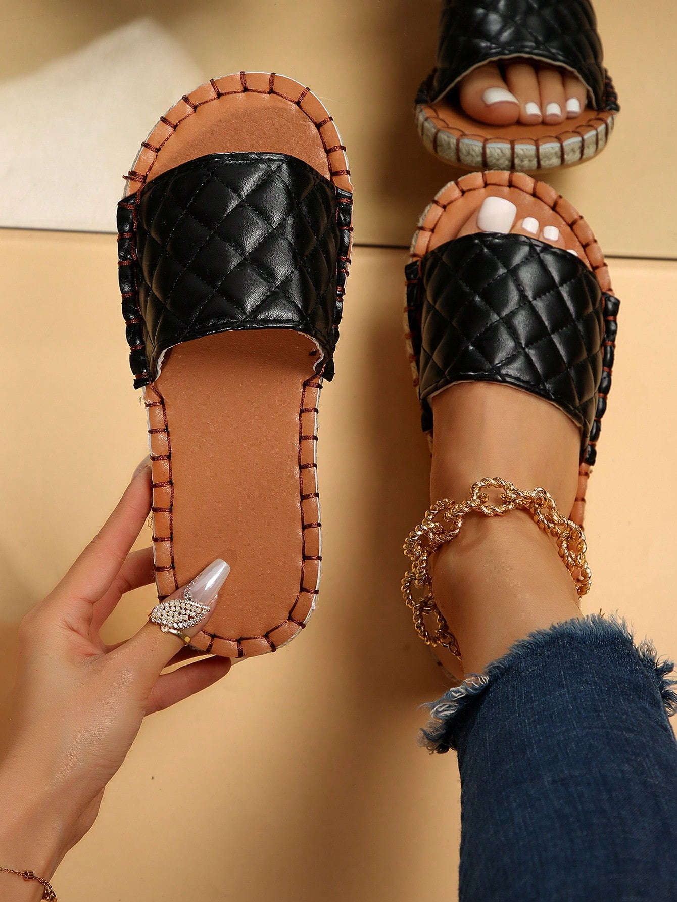 Women's Straw Plaid Sandals | Walmart en línea