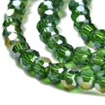 20Strand Transparent Glass Beads 32 Facets AB Color Plated Round Green ...