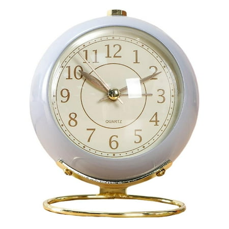 JOYWEI Metal Alarm Clock Round Alarm Clock Desktop Alarm Clock Bedside ...