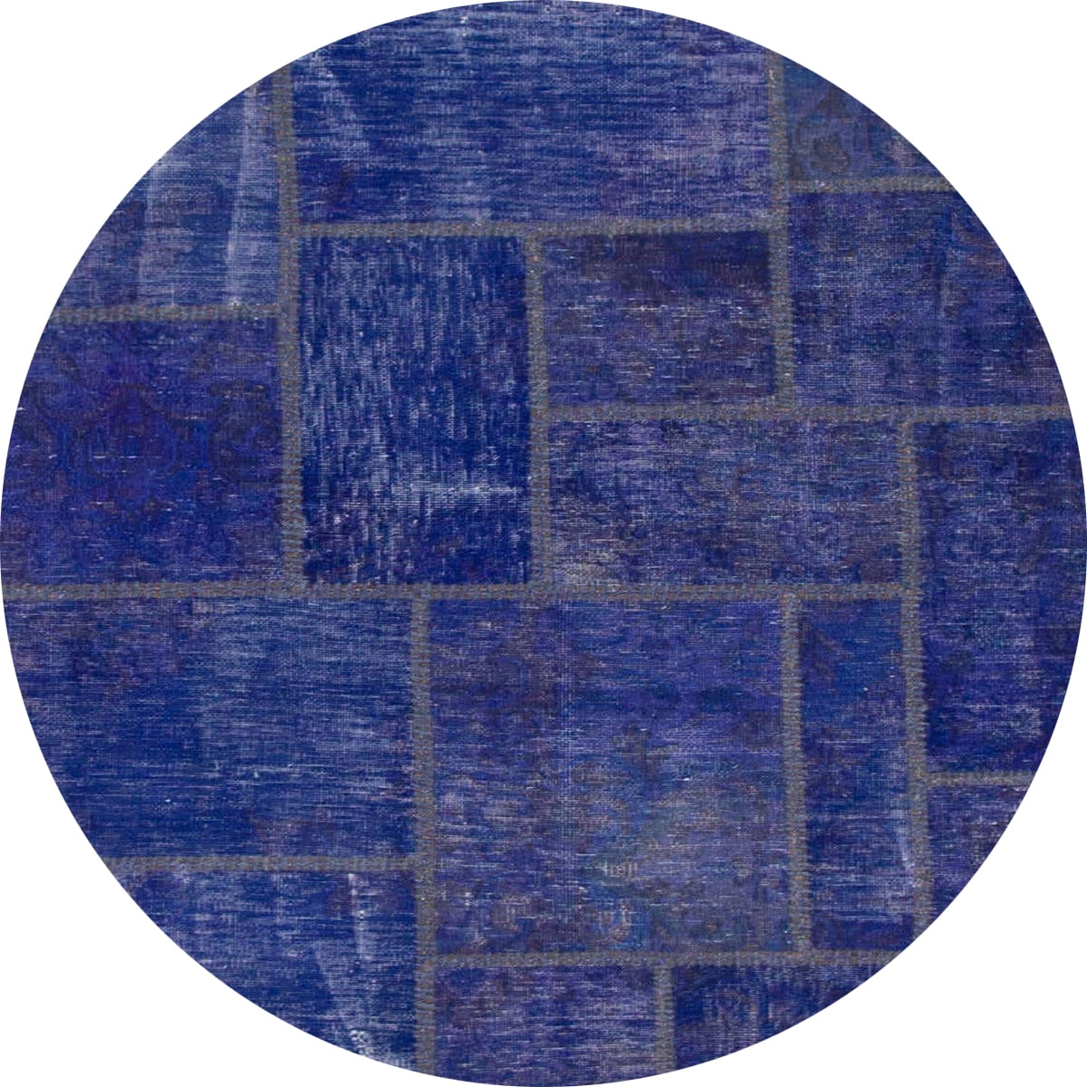 Ahgly Company Indoor Round Abstract Cobalt Blue Patchwork Area Rugs, 5 ...