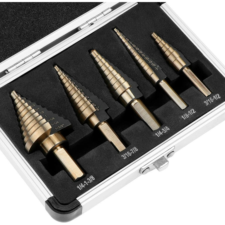 50 Sizes Step Drill IRONANT Step Drill Bits, 5PCS HSS Titanium Step ...