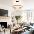 20 inch Semi Flush Mount Ceiling Light Fixture with Fabric Shade, Beige ...