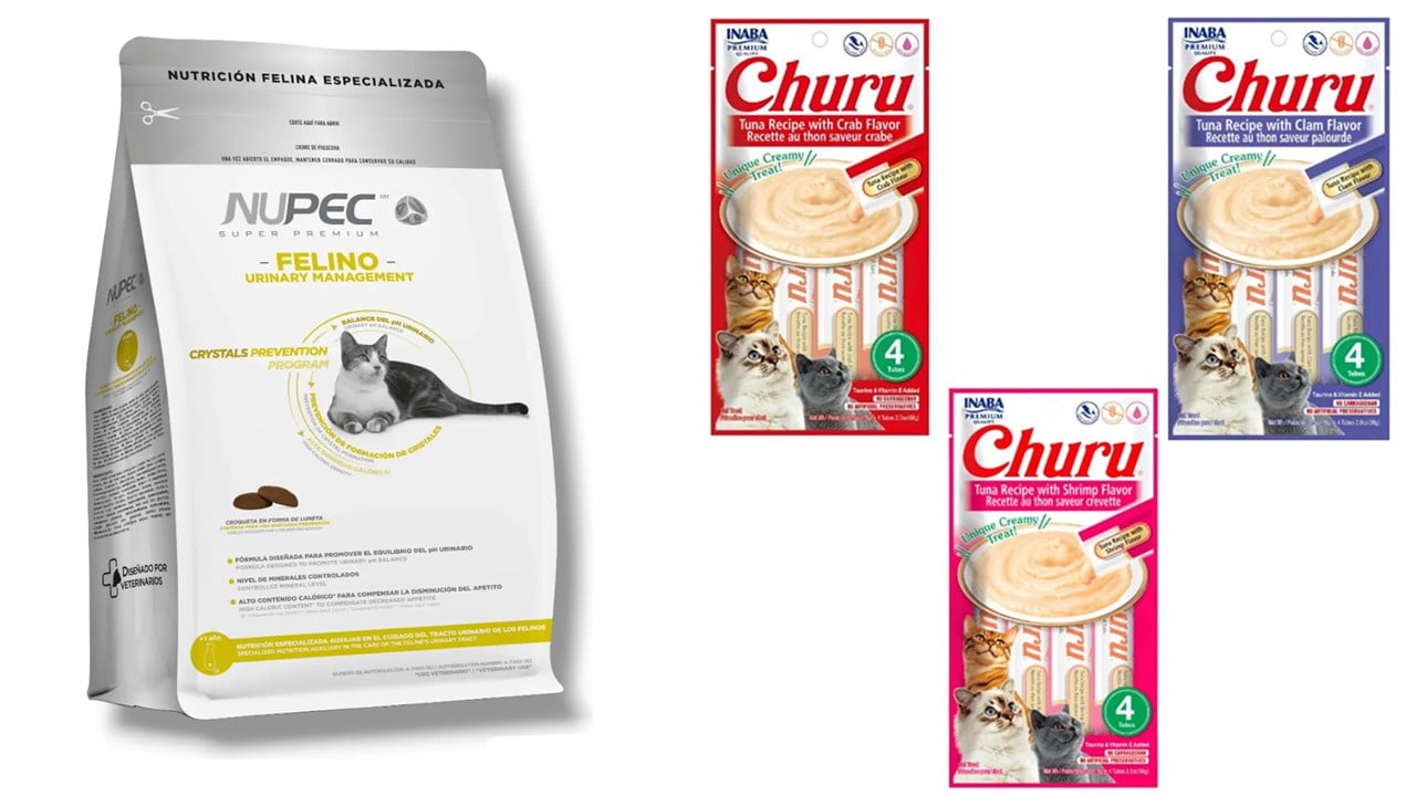 Paquete Nupec felino Urinary 3 kg + 1 bolsa de 4 tubos humedos churu ...