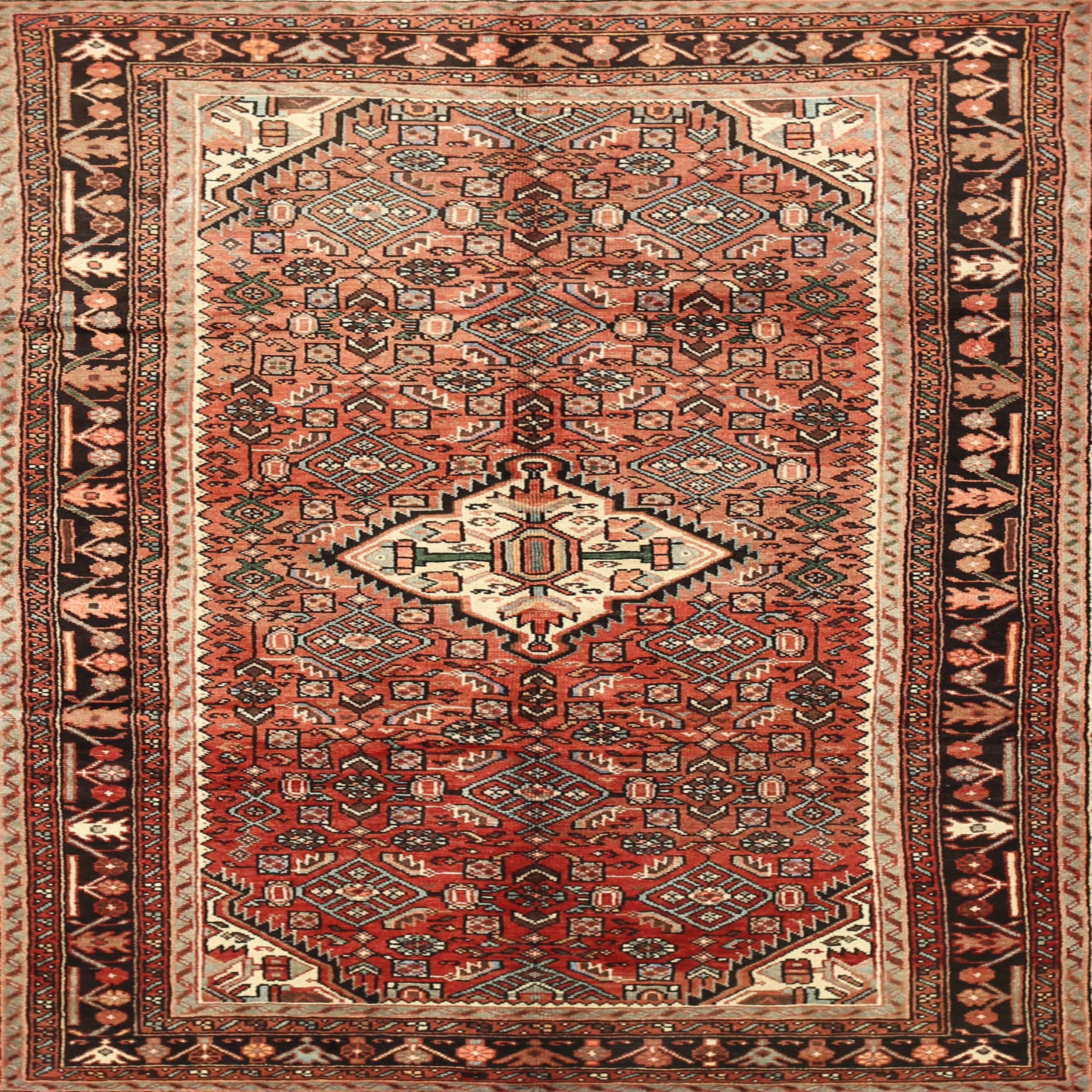 Ahgly Company Indoor Square Traditional Saffron Red Persian Area Rugs ...