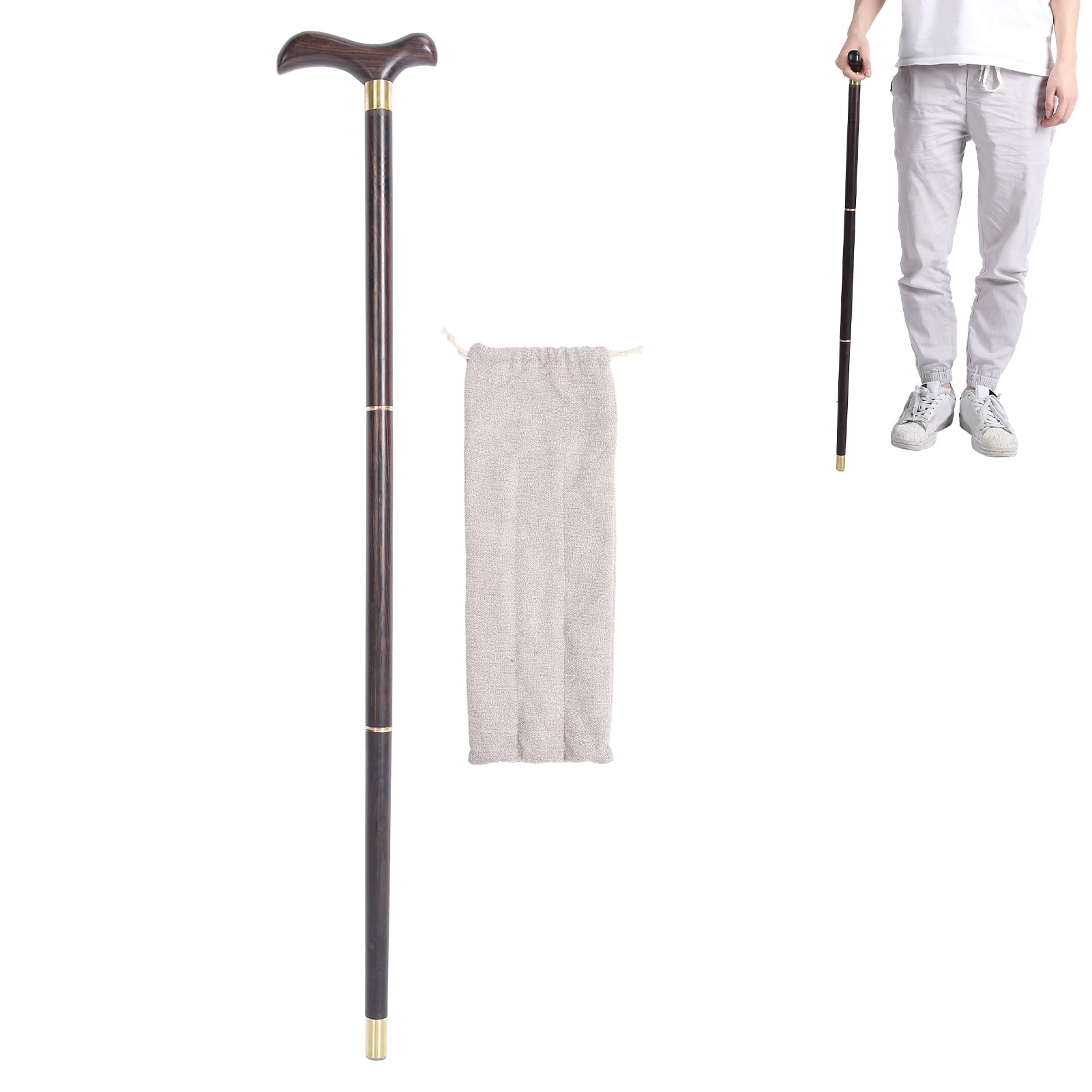 Tebru Wooden Walking Cane, Assembly 3 Sections Wooden Walking Cane ...