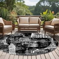 Black City Round Rugs for Living Room 6ft Retro Modern Abstract Black ...